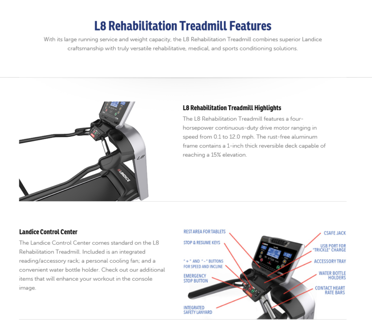 Landice L8 Rehabilitation Treadmill – Advantage Fitness Products